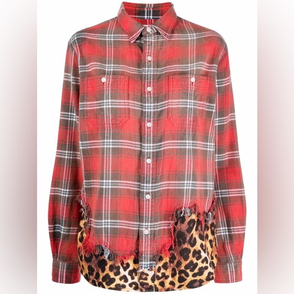 R13 | Tops | R3 Tattered Hem Red Plaid Flannel Shirt | Poshmark